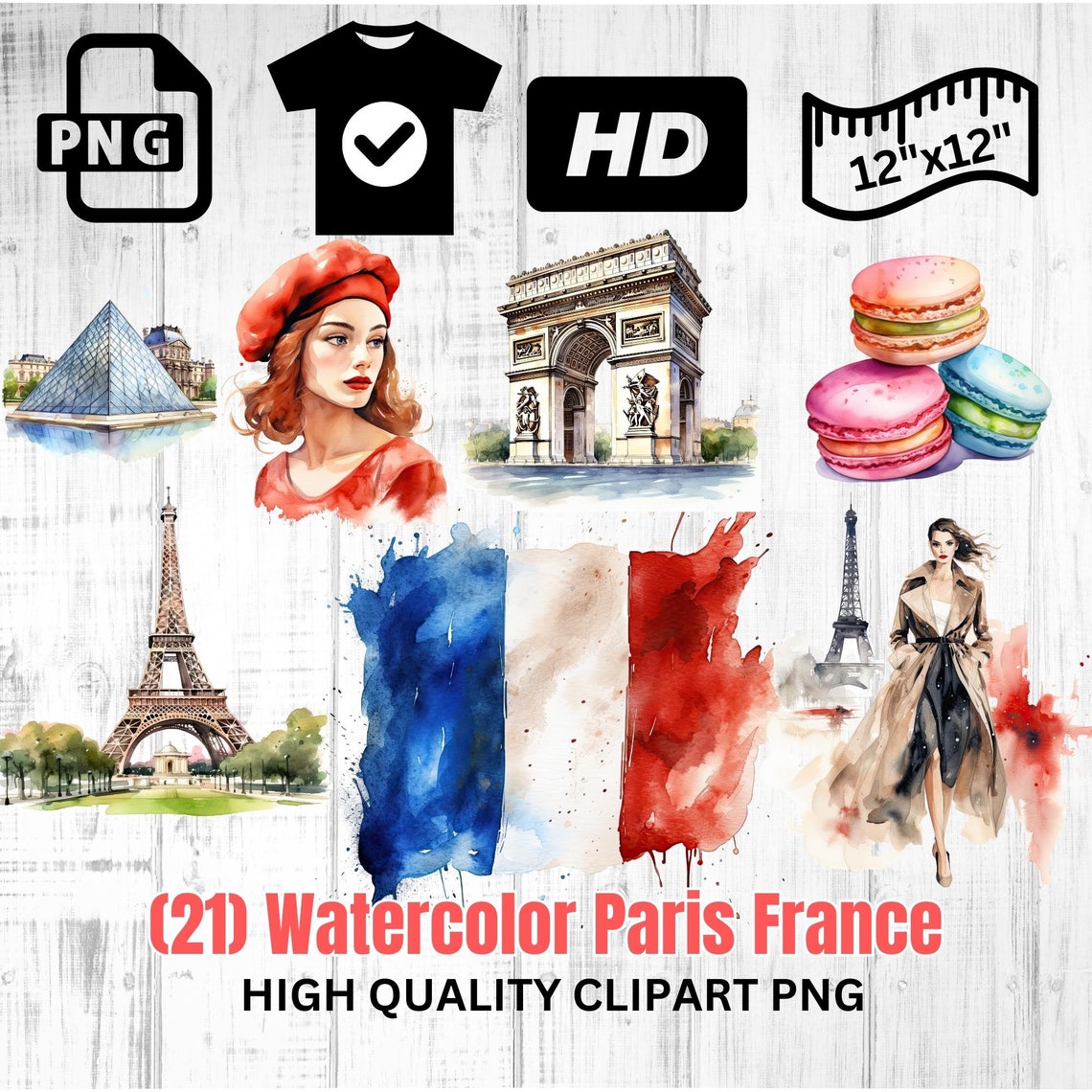 Watercolor Paris France Clipart Collection Eiffel Tower - Etsy