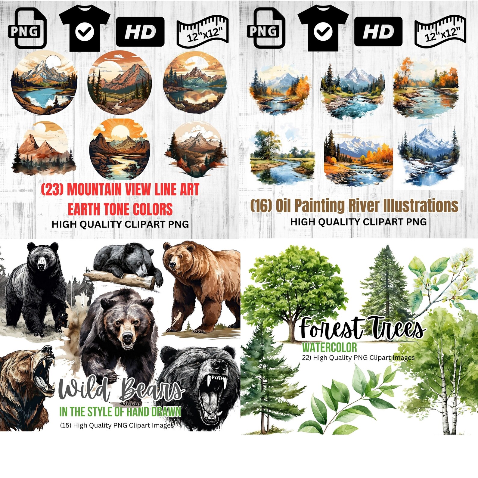 Outdoor Mega Bundle Clipart Bear Clipart Hunting Clipart Mountain PNG ...