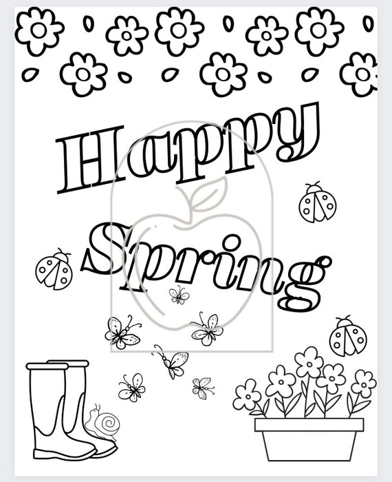 Happy Spring Coloring Page