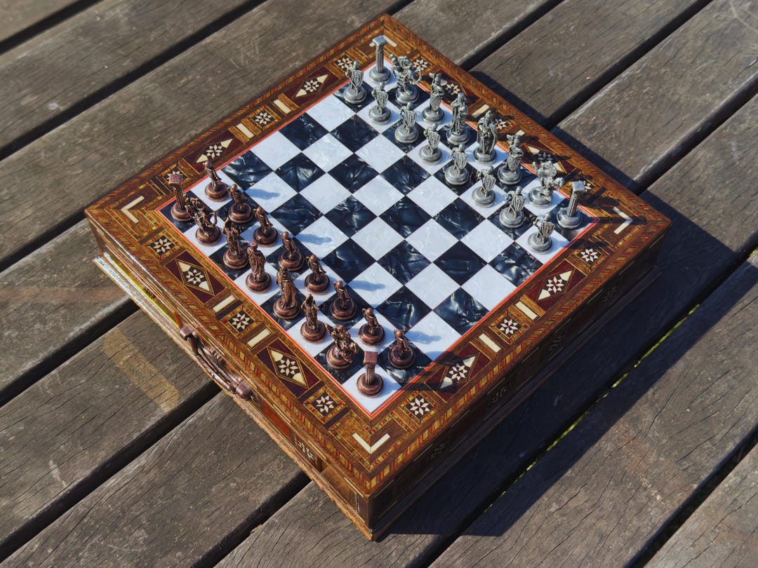 Personalized Handmade Wooden Chess Set With Metal Pieces - Etsy