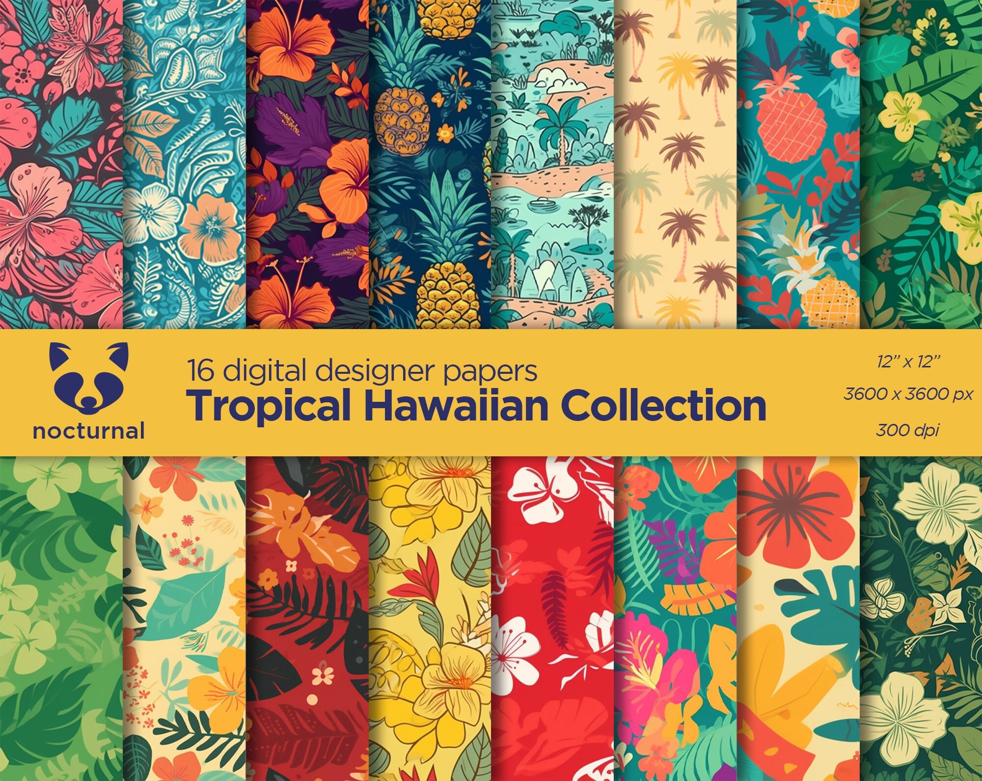 Tropical Hawaiian Digital Papers Commercial Use Scrapbook - Etsy