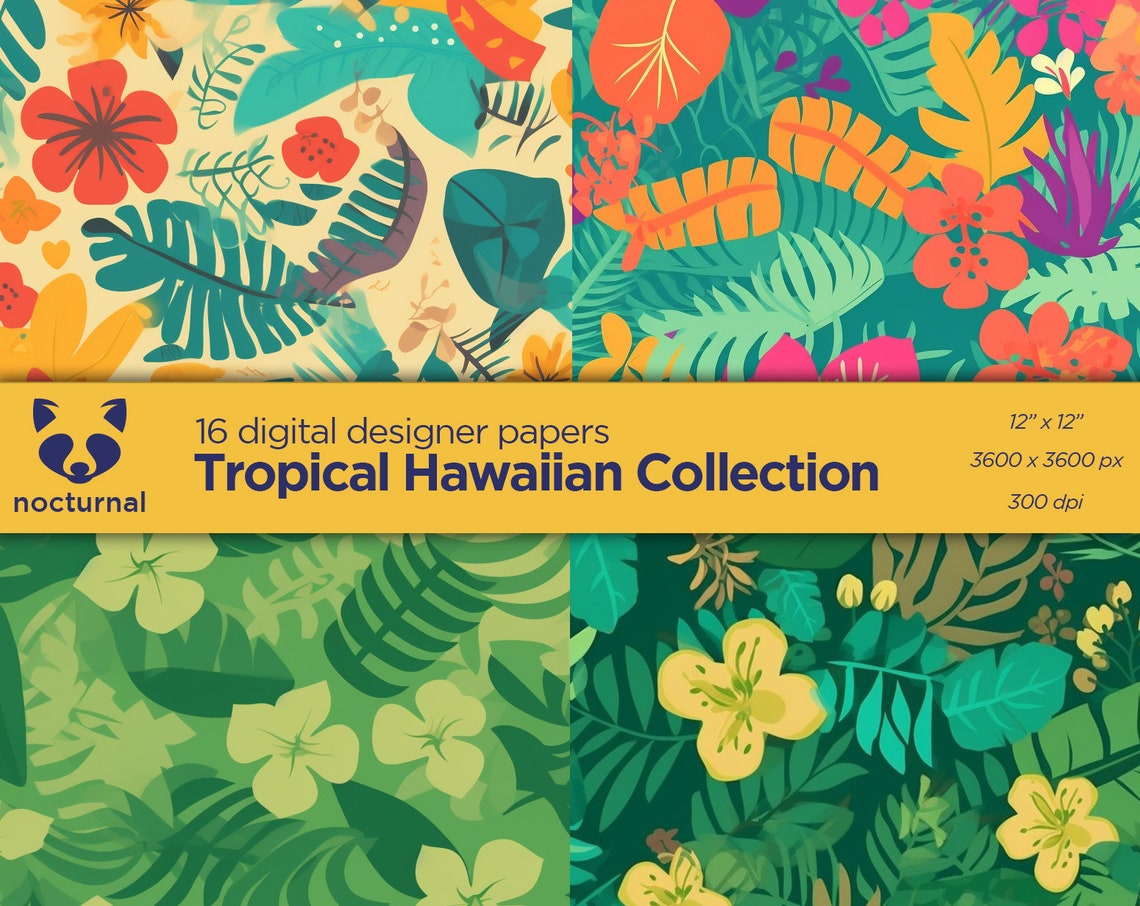 Tropical Hawaiian Digital Papers Commercial Use Scrapbook Paper ...