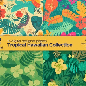 Tropical Hawaiian Digital Papers Commercial Use Scrapbook Paper ...