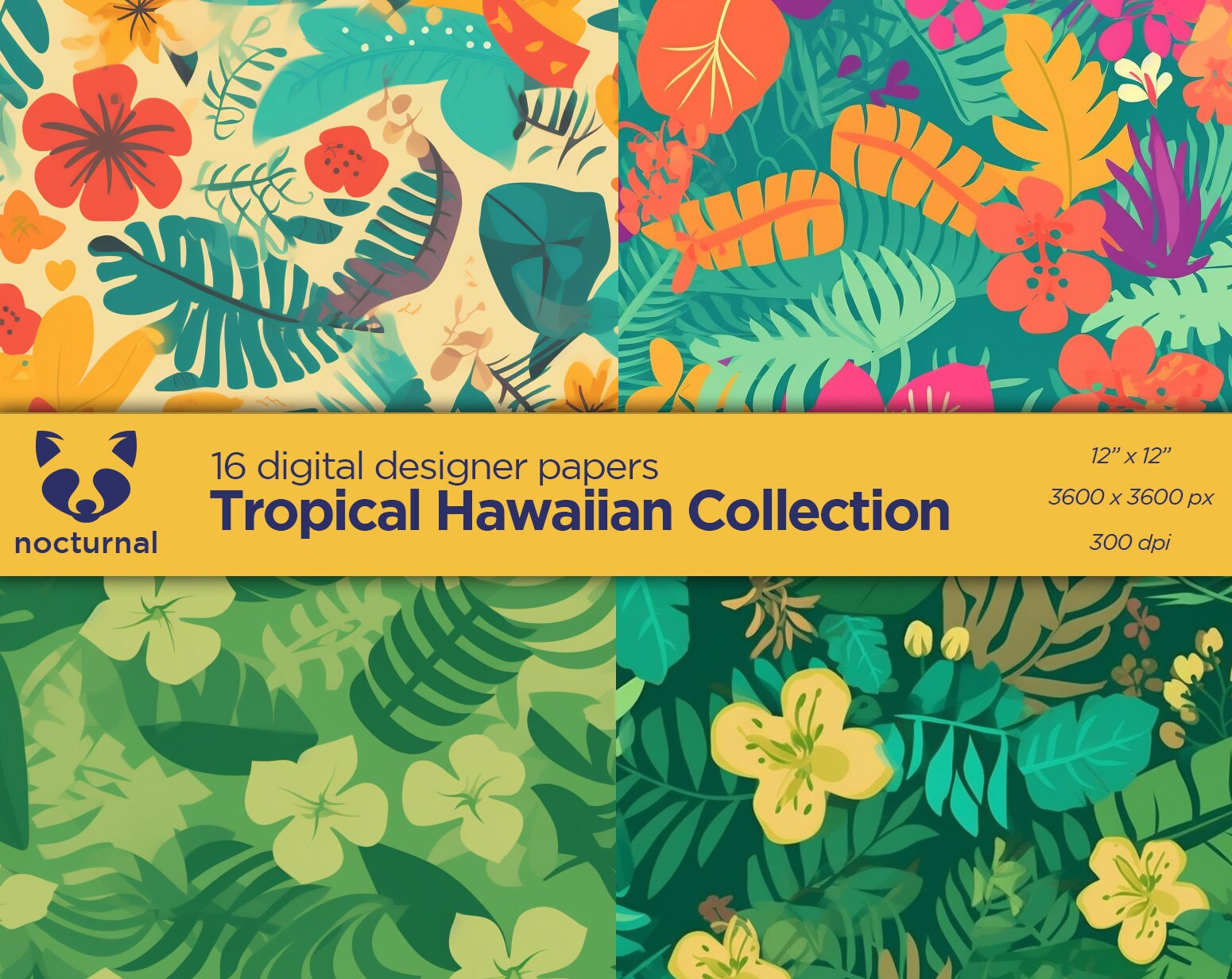 Tropical Hawaiian Digital Papers Commercial Use Scrapbook - Etsy