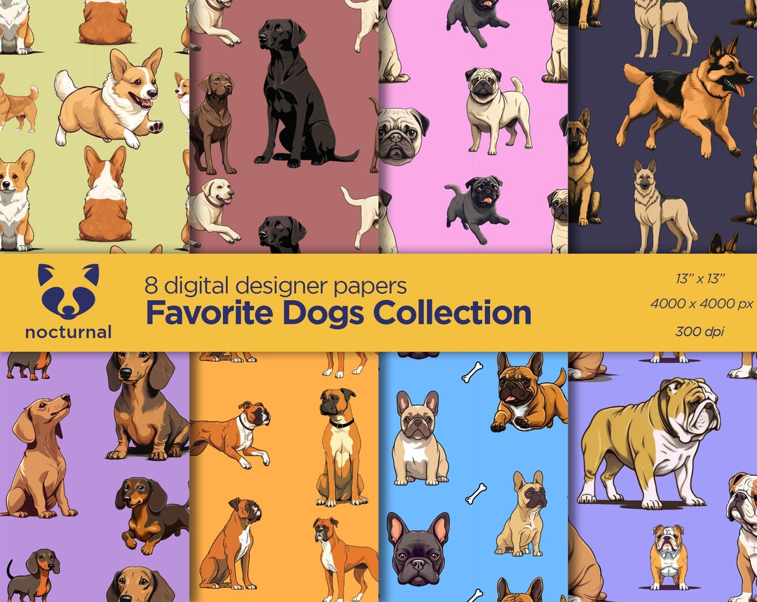 Favorite Dogs Digital Papers - Commercial Use - Scrapbook Paper ...