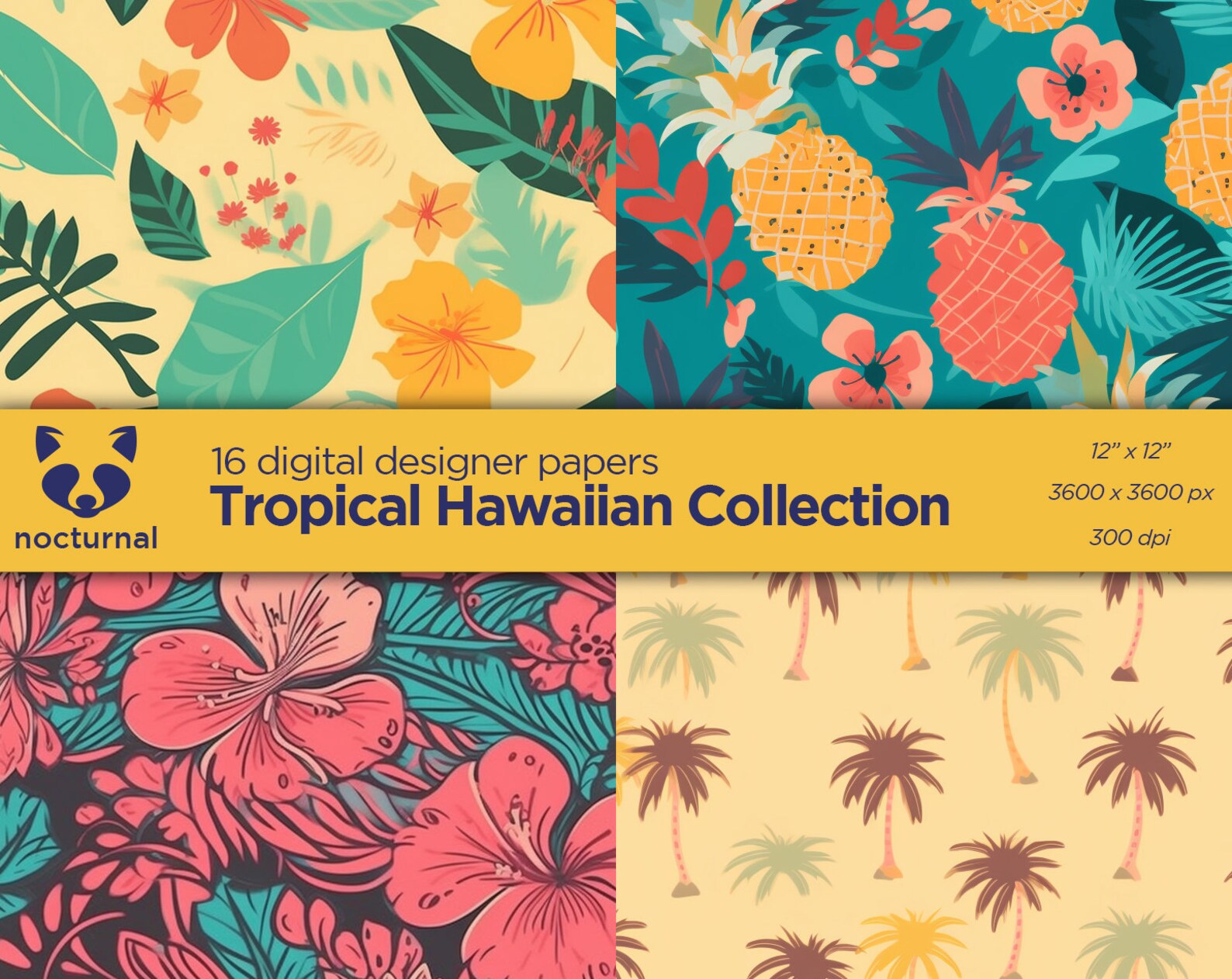 Tropical Hawaiian Digital Papers Commercial Use Scrapbook - Etsy