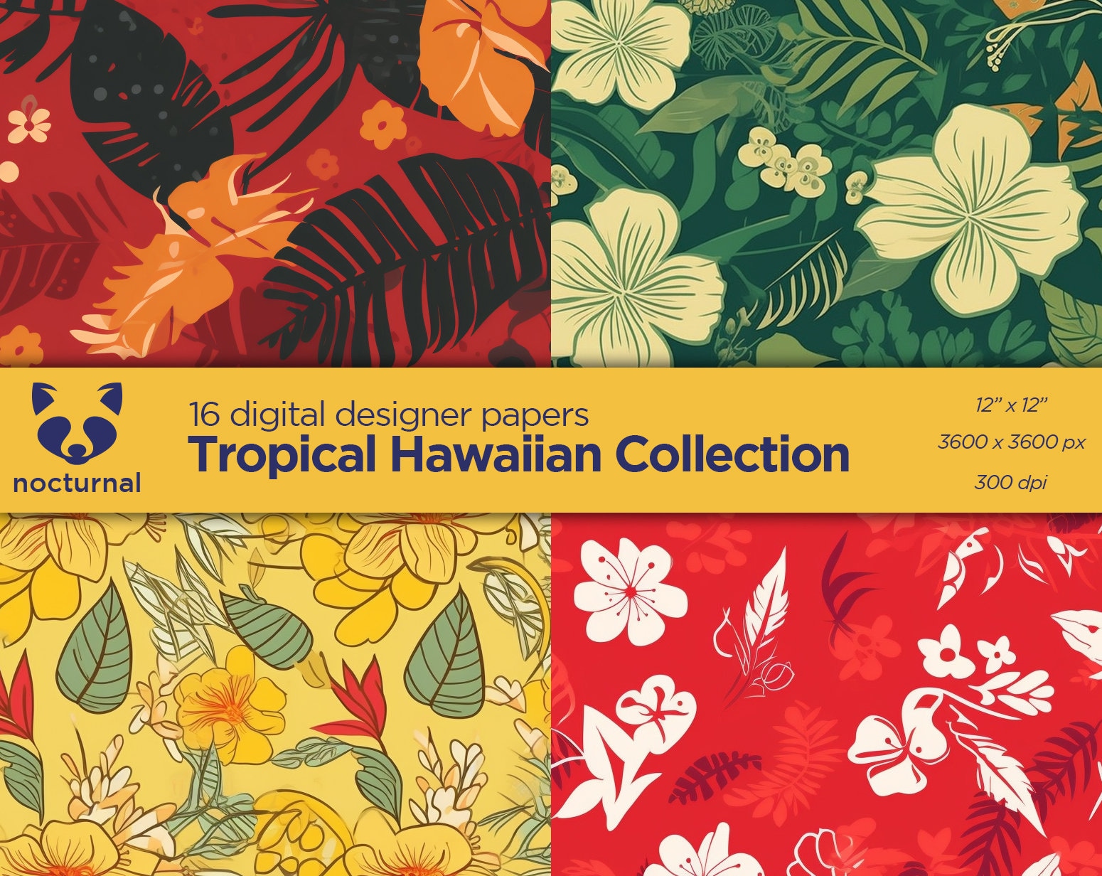 Tropical Hawaiian Digital Papers Commercial Use Scrapbook Paper ...