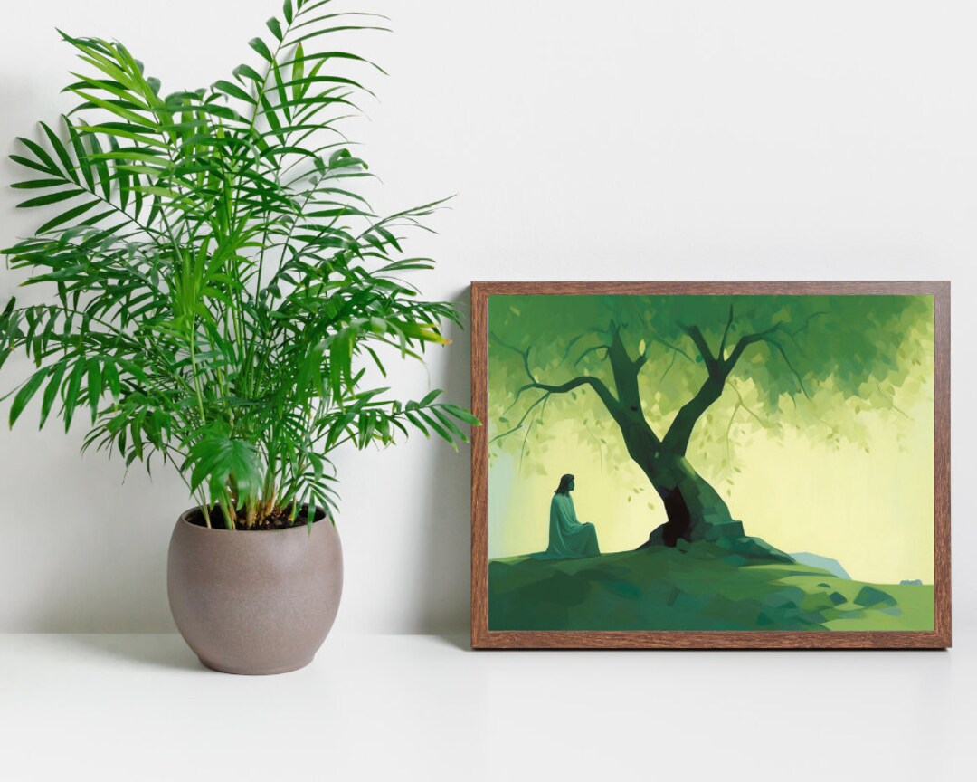 Christian Art, Jesus Deep in Contemplation, Bible Verse Wall Art, Jesus ...