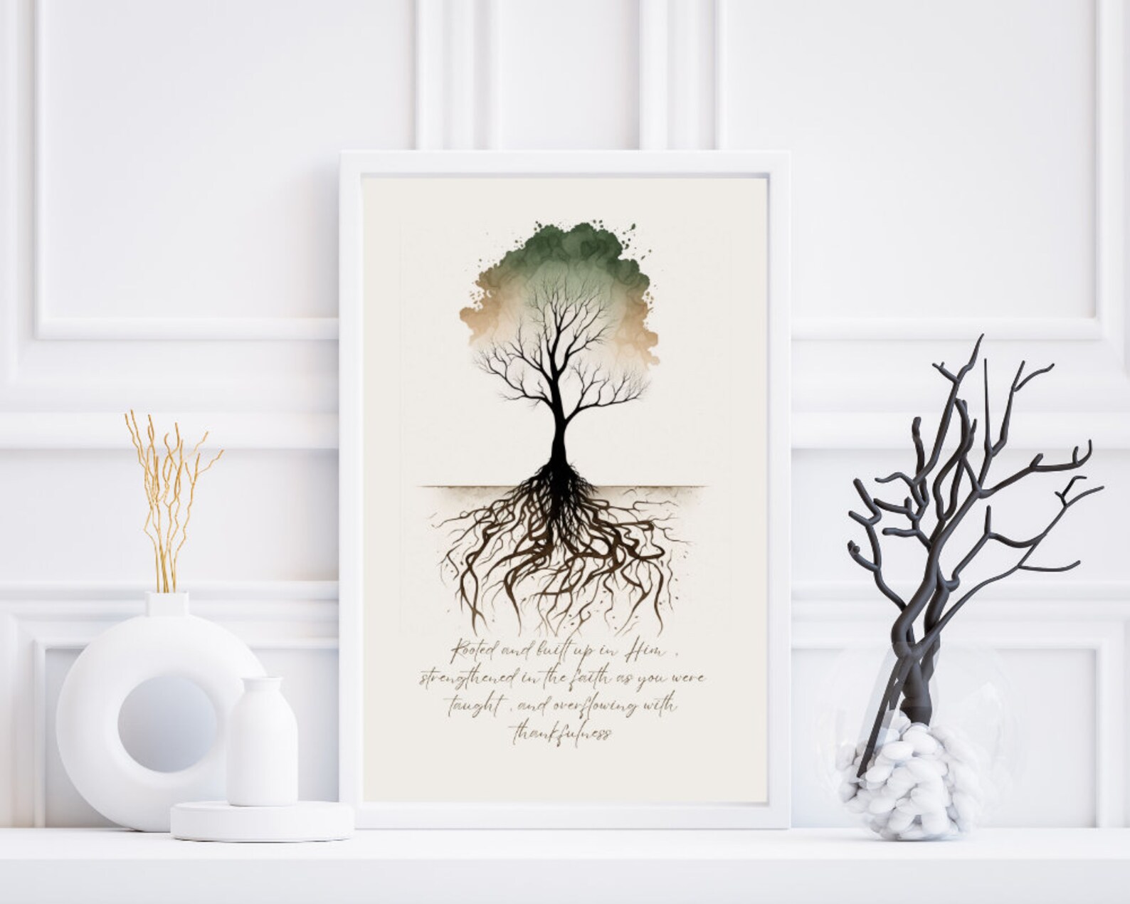Digital Christian Print-rooted and Built up in Him, Bible Verse Wall ...