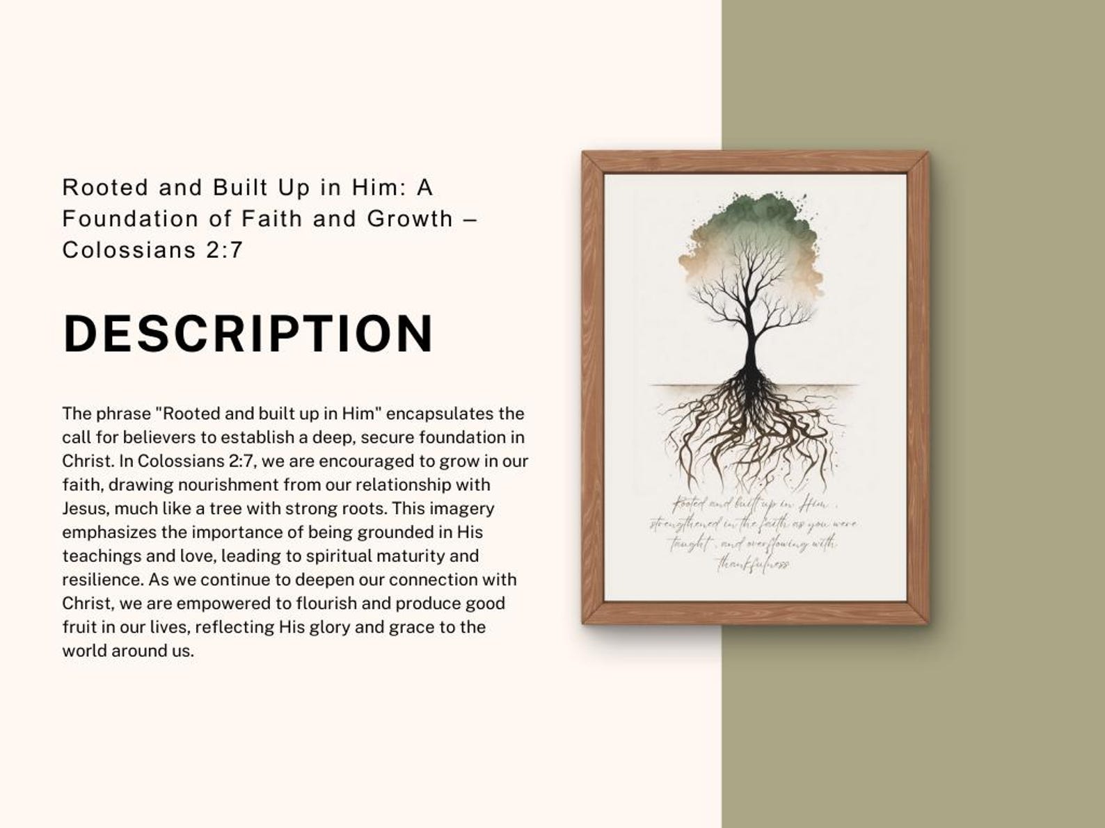 Digital Christian Print-rooted and Built up in Him, Bible Verse Wall ...