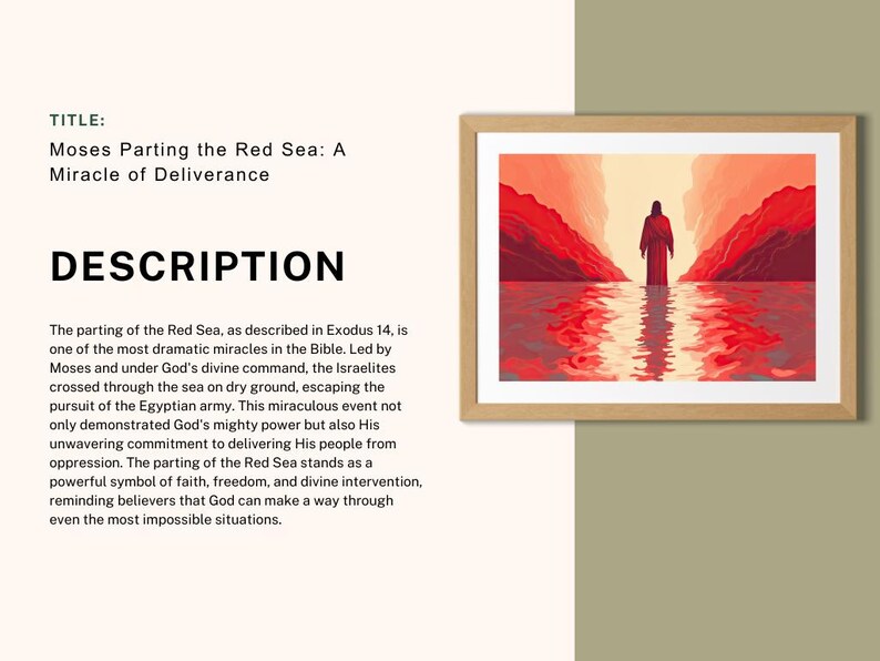Moses Parting the Red Sea, Digital Print, Exodus Old Testament ...