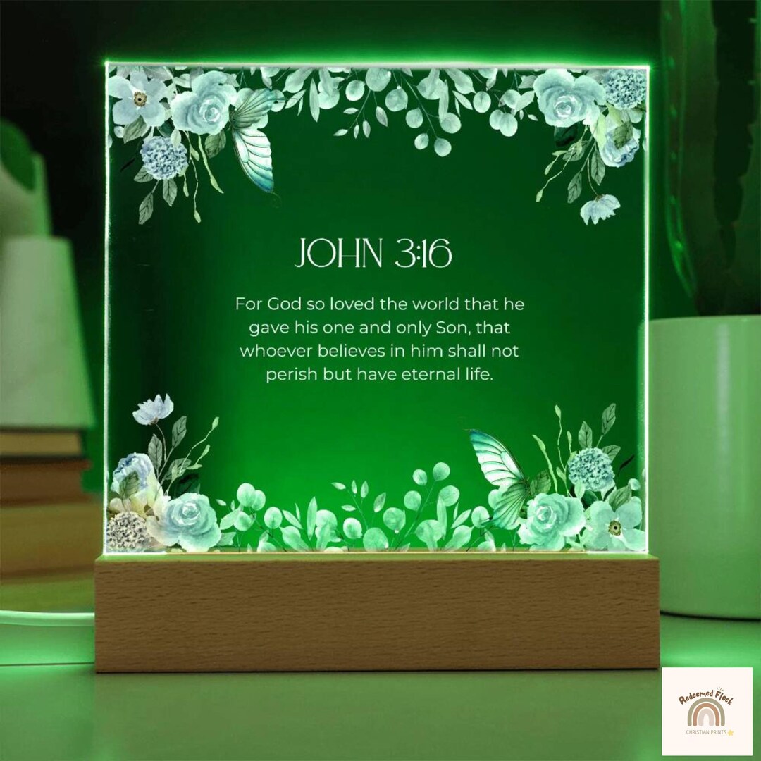 Personalized Christian Gift, Custom LED Night Light, Bible Verse Plaque ...