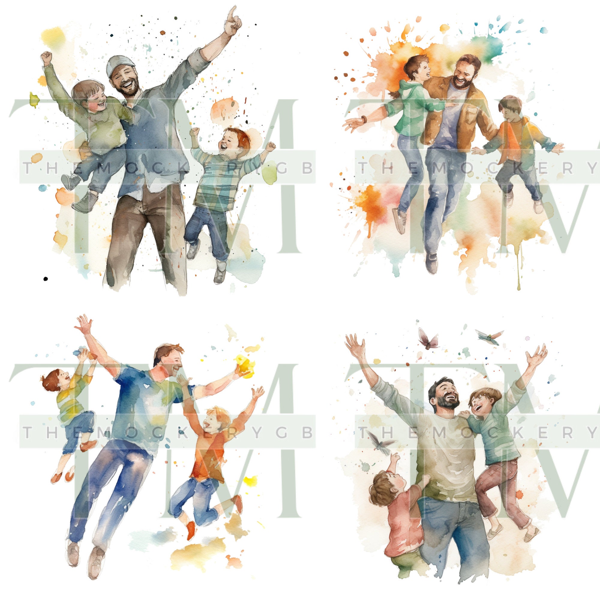 Dads Being Dads Watercolor Clipart Bundle Transparent PNG Fathers Day ...