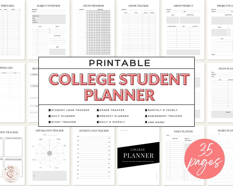 College Planner,academic Planner, Study Planner, Study Guide,homework ...