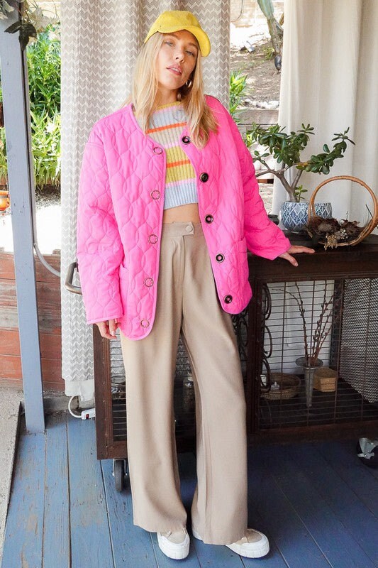 Quilted Puffer Jacket With Pockets online Only - Etsy