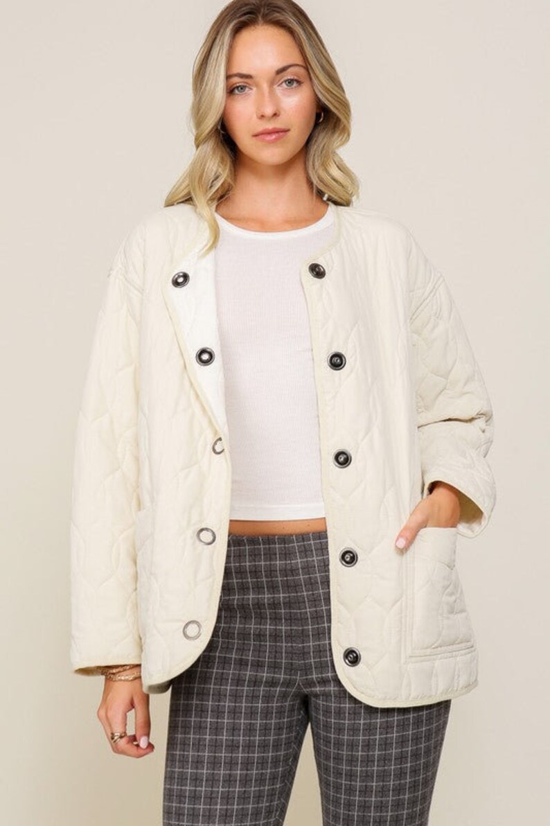 Quilted Puffer Jacket With Pockets online Only - Etsy