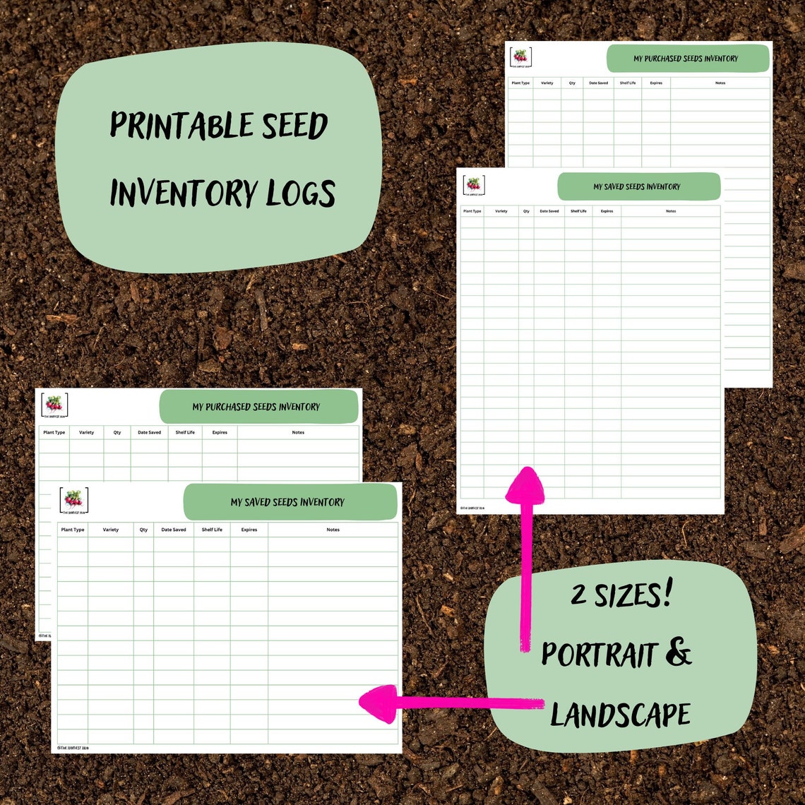 Printable Seed Inventory Logs, Seed Saving, Seed Inventory Worksheets ...