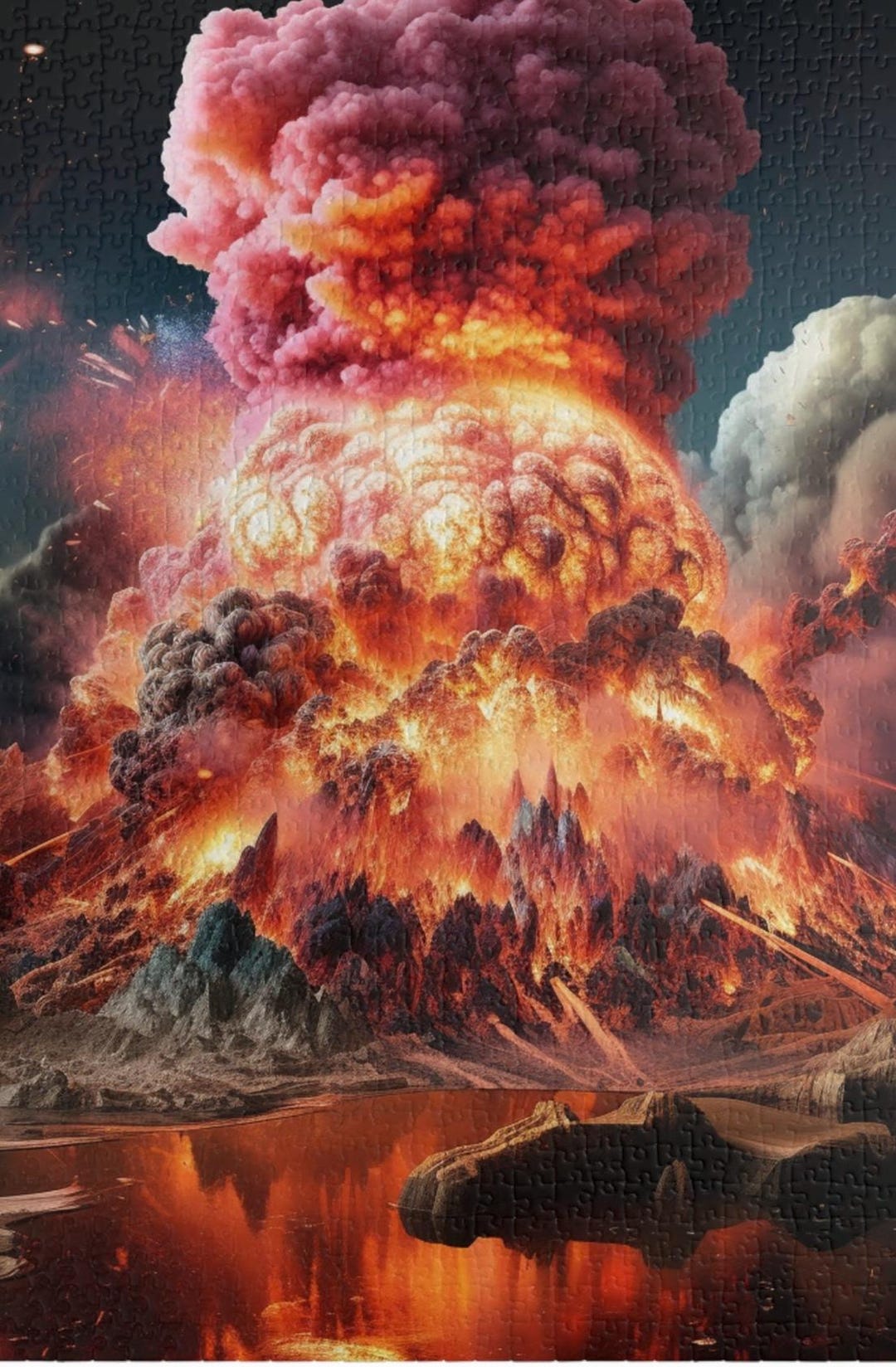 Captivating Vibrant Rose Gold Volcano Puzzle - 500 or 1000 Piece Nature ...