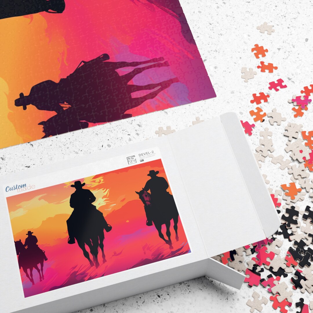 Cowboy Artwork Sunset Prints Puzzle for Adults 1000 Piece Puzzle Jigsaw ...