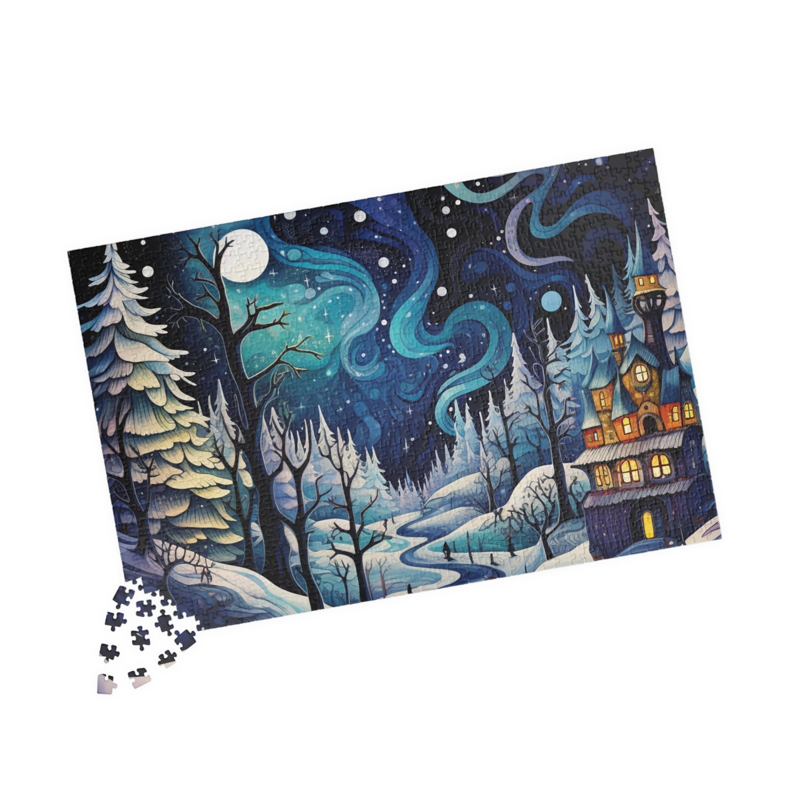 Winter Wonderland Puzzle - Psychedelic Night Sky - Unique Gift for Him ...