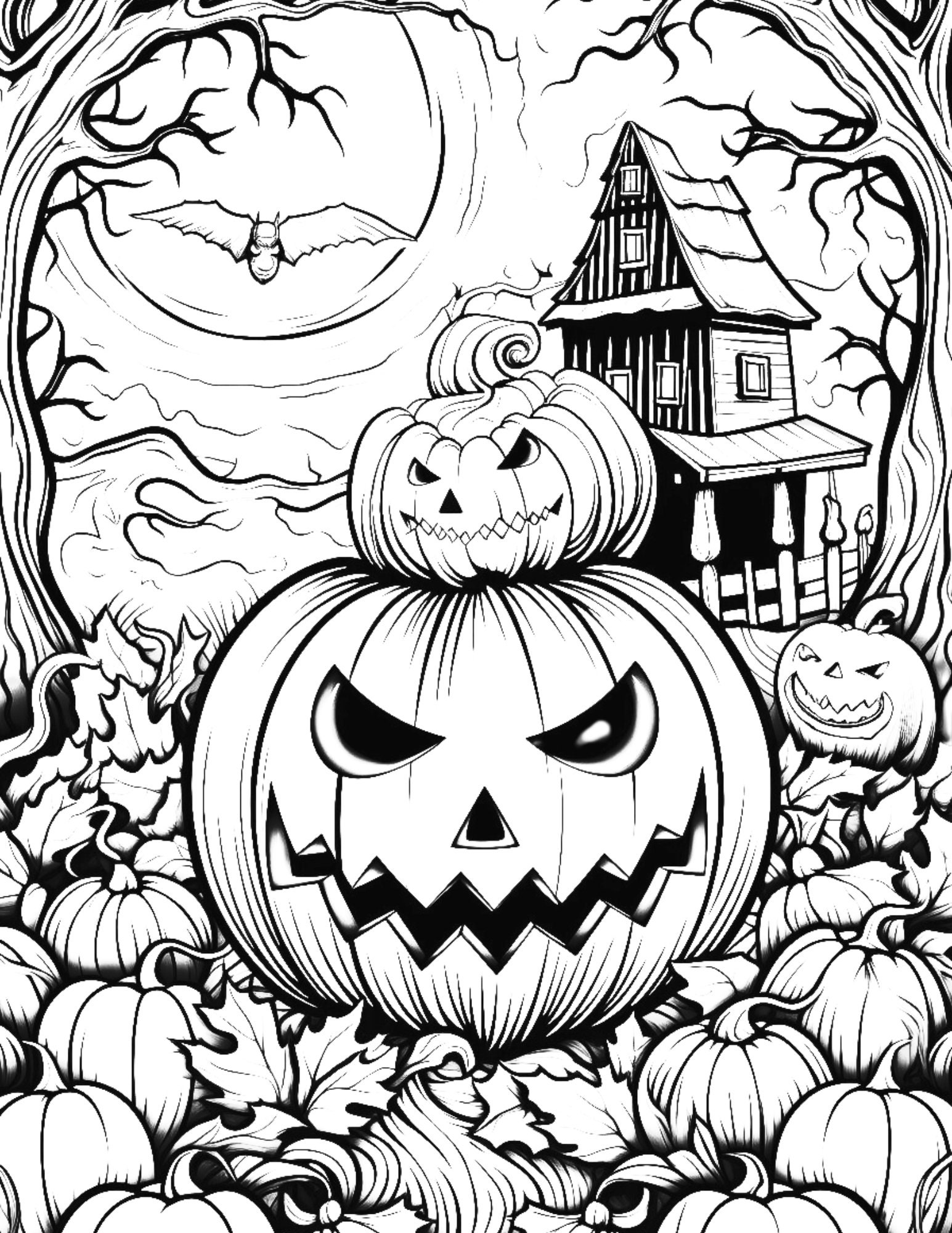 Spooky Coloring Pages Halloween Coloring Pages for Kids and - Etsy