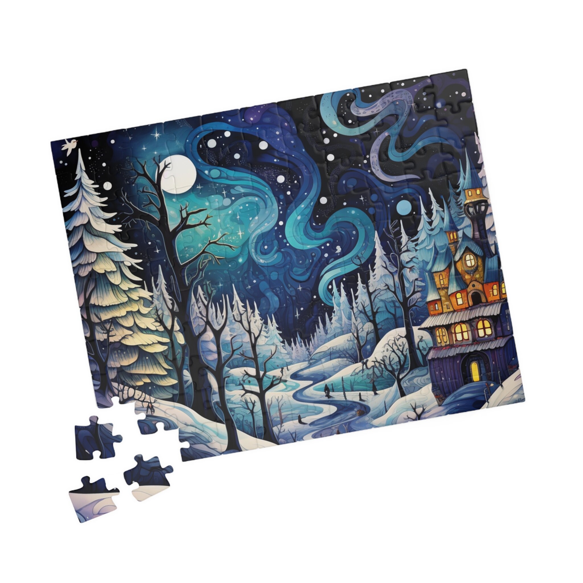 Winter Wonderland Puzzle - Psychedelic Night Sky - Unique Gift for Him ...