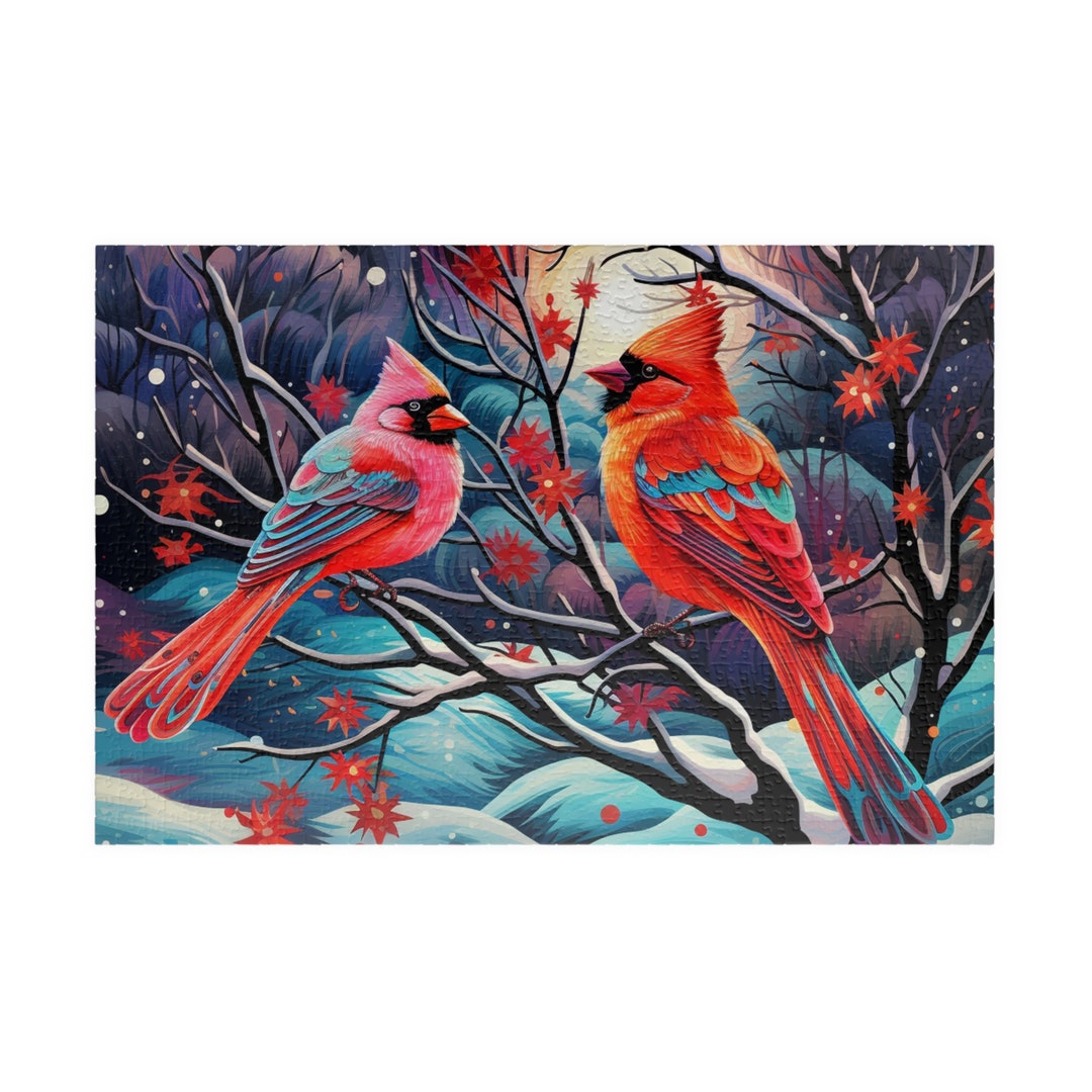 Cardinals in Winter Puzzle, Bird Puzzle, Birds in Nature Puzzle, Gift ...