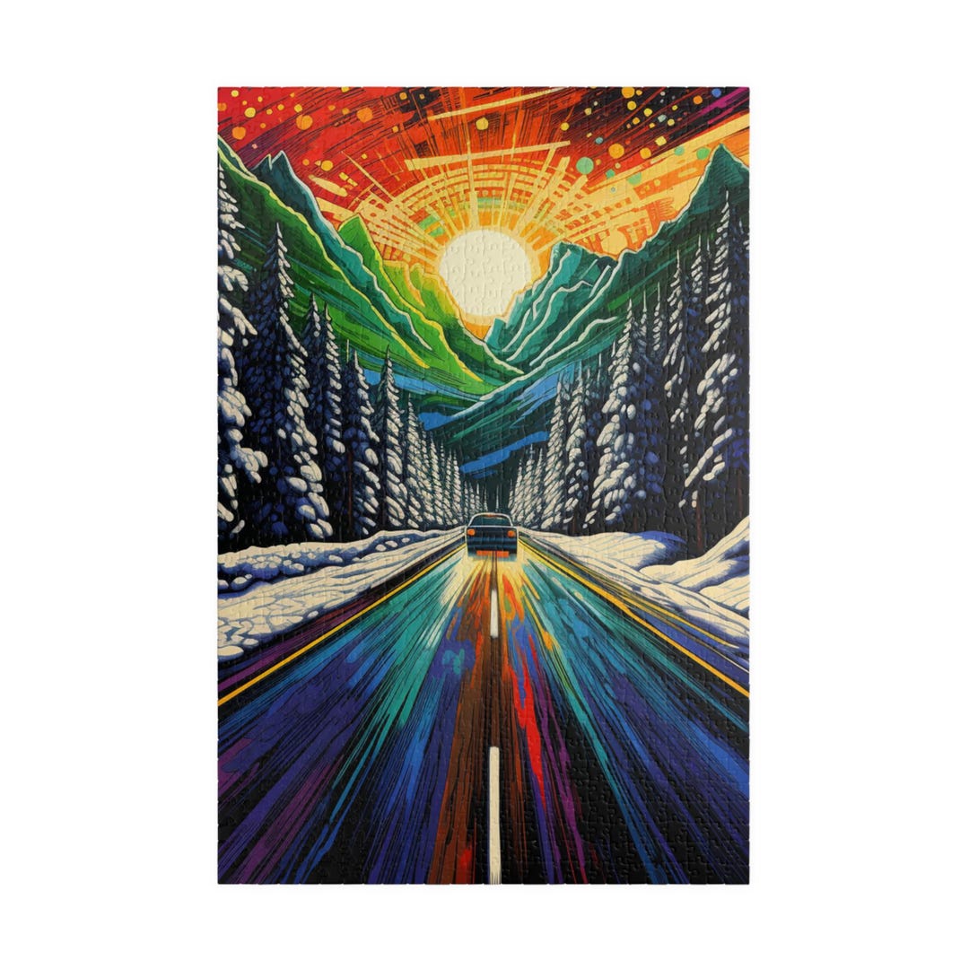 Winter Landscape Sunrise Drive Puzzle - 500 and 1000 Pieces - Gift for ...