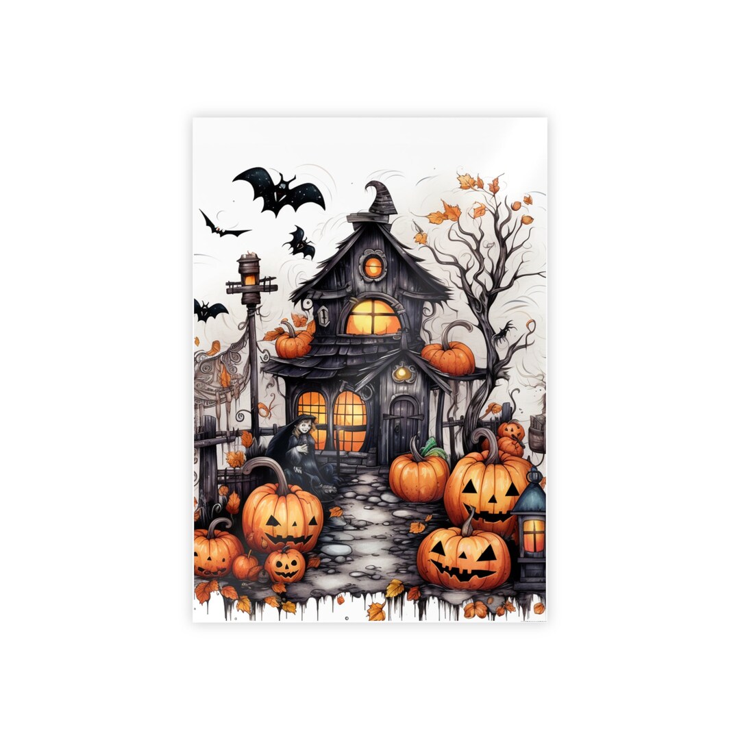 Halloween Poster Haunted House Poster Spooky Season Poster - Etsy