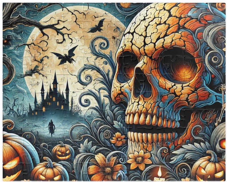Spooky Skeleton Skull Halloween Game Puzzle for Adults 1000 Piece ...