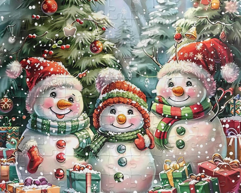 Festive Snowman Jigsaw Puzzle, 1000 Piece Winter Activity - Etsy