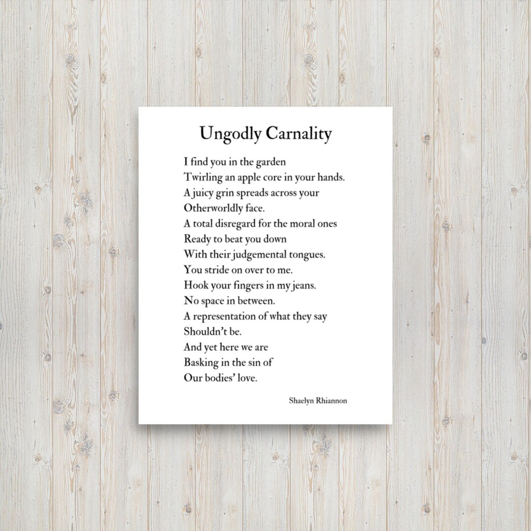 PRINT ungodly Carnality Original Poetry // Black and White Background ...