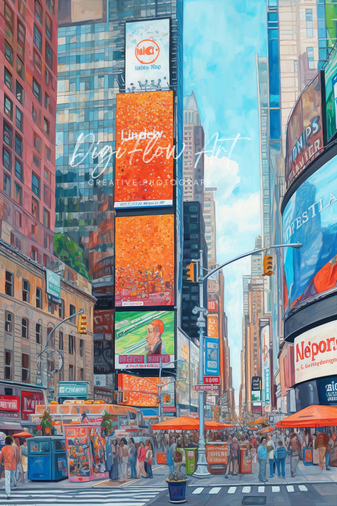 Highly Detailed Watercolor New York Times Square Print NYC ...