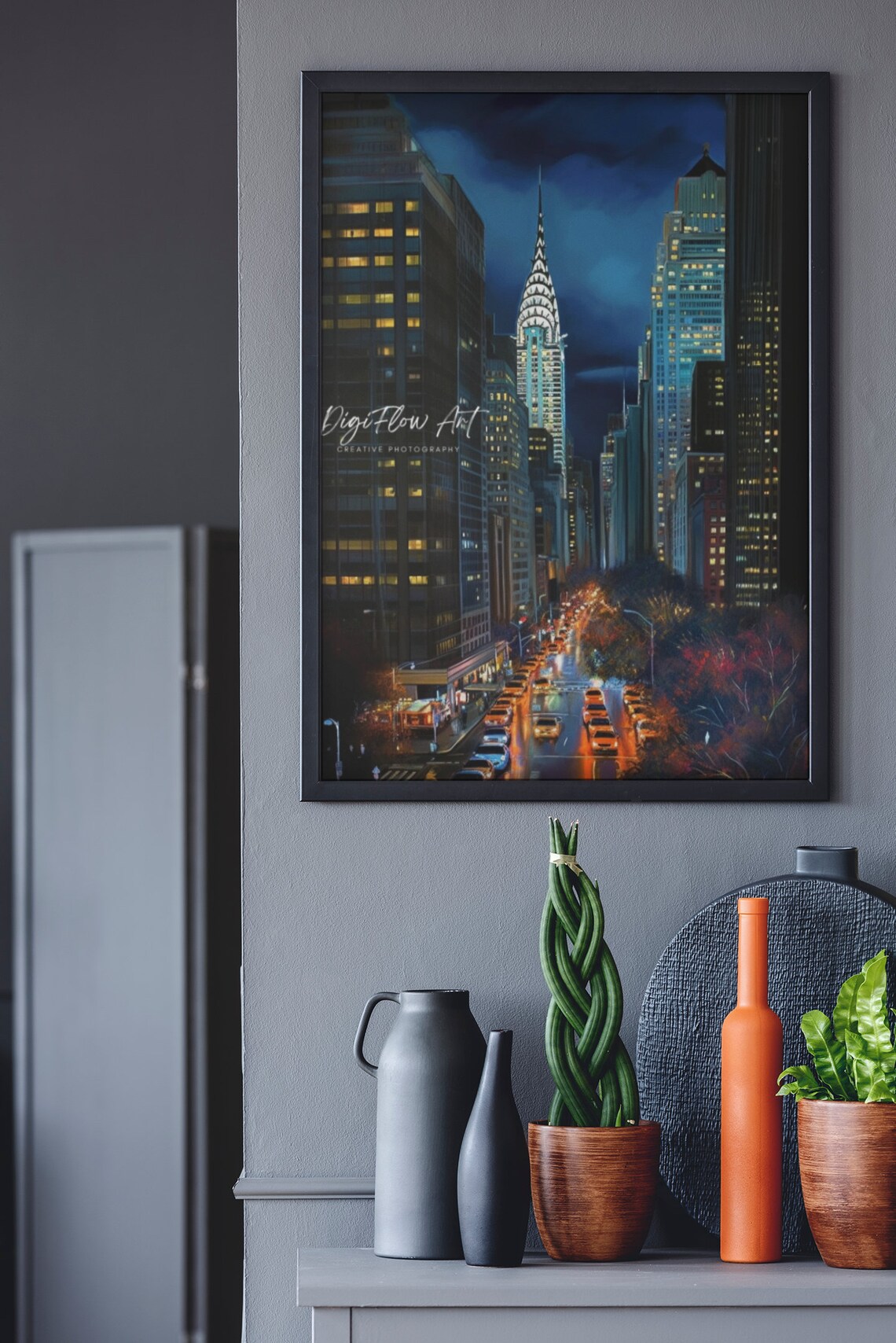 New York Flatiron Chrysler Building Artwork Wall Decor Realistic ...