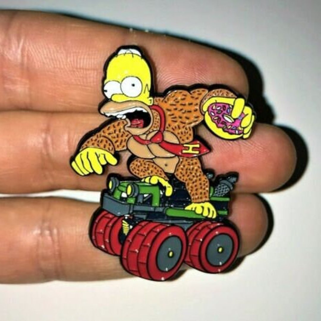 The Simpsons Super Mario Enamel Pin Badge, Homer Donkey Kong ...