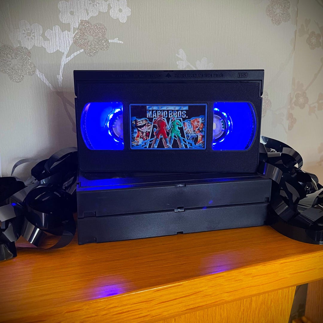 Retro VHS Lamp, Super Mario Bros Movie, Upcycled, Horror Movie, Cartoon ...