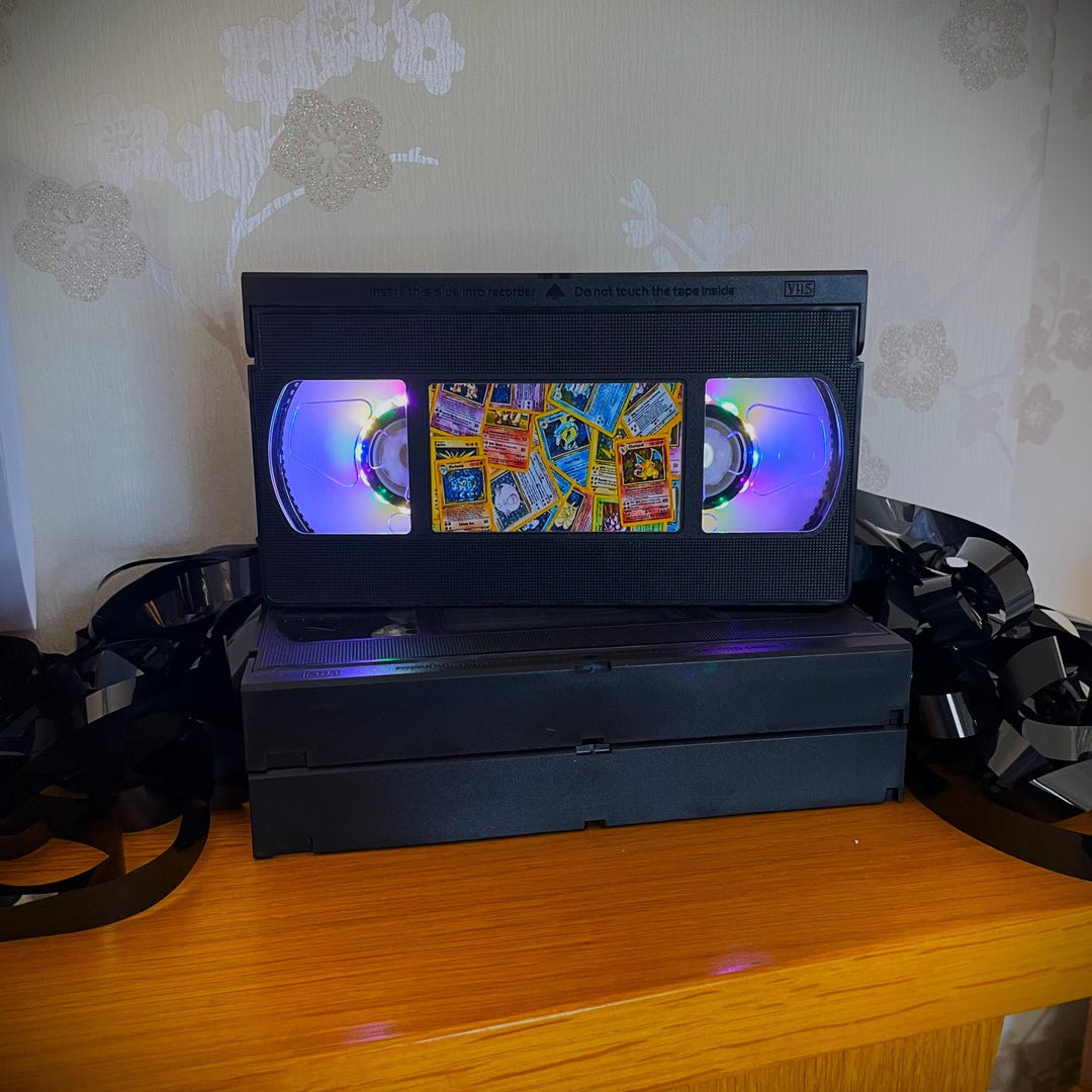 Retro VHS Lamp, Pokémon Cards, Charizard, Upcycled, Horror Movie ...