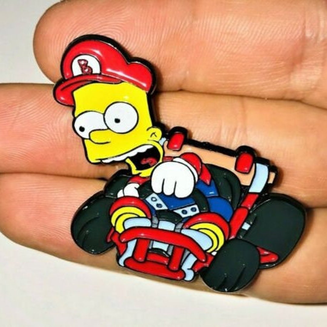 Super Mario Kart Barney Springfield Mashup Pin Badge, Cartoon, Enamel ...