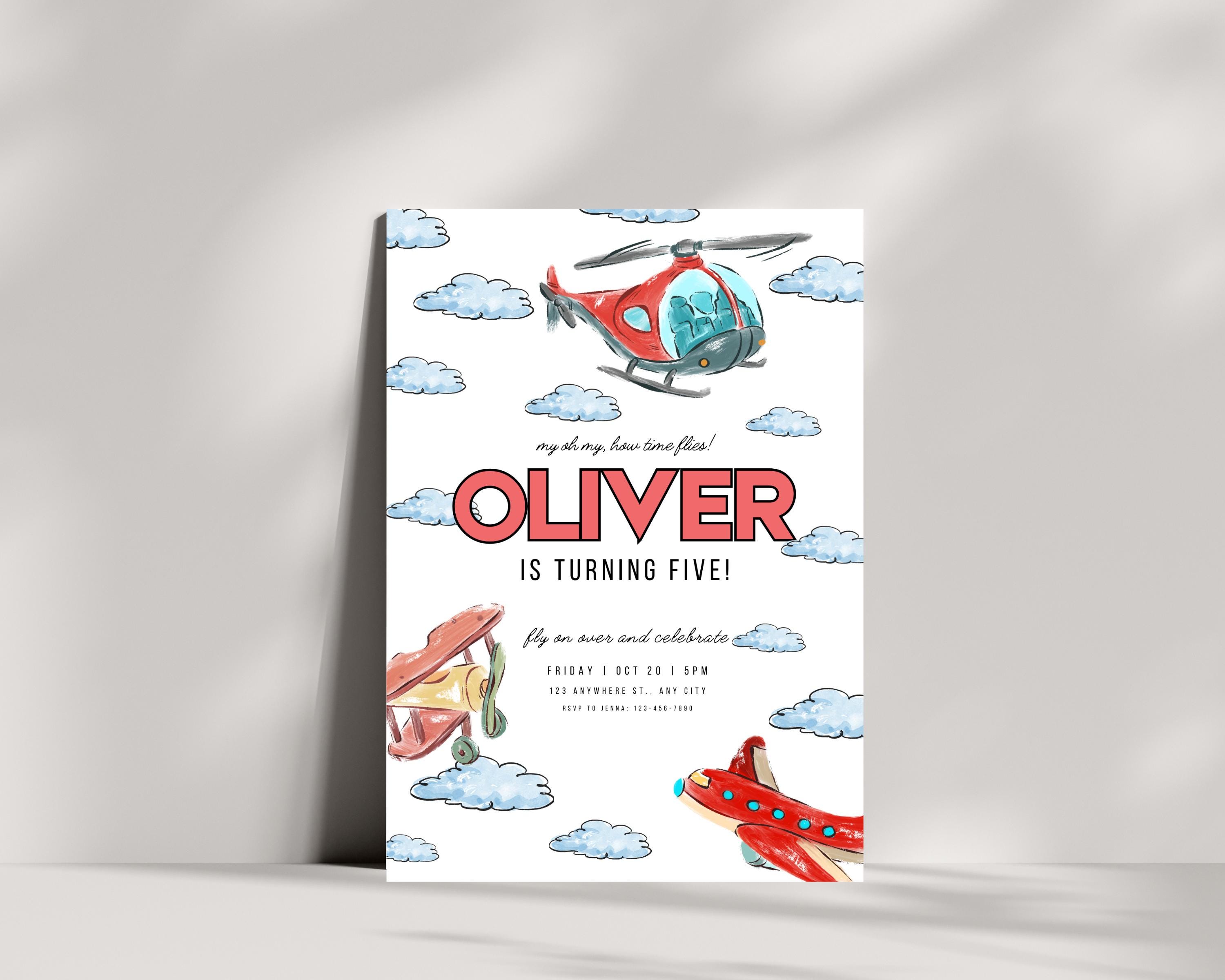 Editable Airplane Birthday Invitation, Aviation Theme Invite, Modern ...