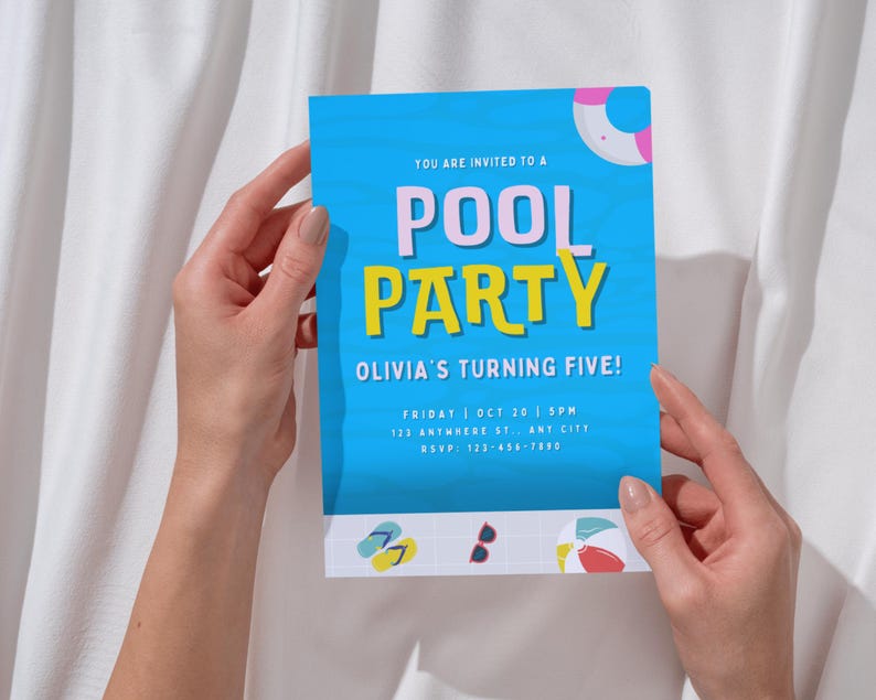 Editable Pool Party Invitation, Summer Evite Birthday, Summer Pool ...