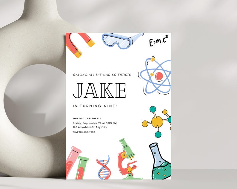 Editable Science Party Invitation, Mad Scientist Invitations, Mad ...