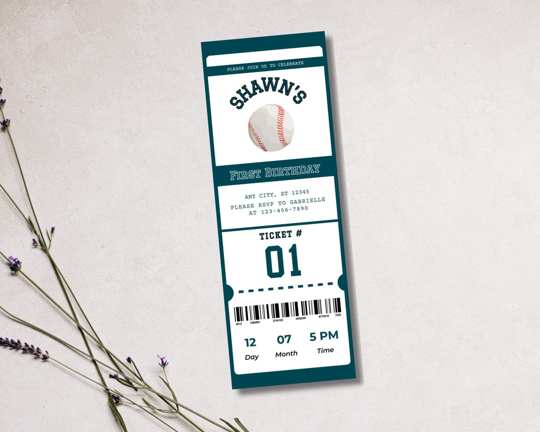 Baseball Ticket Birthday Invitation Template, Modern Baseball Invite ...