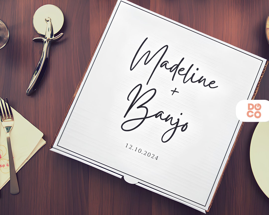 Custom Wedding Pizza Box Template, Pizza Box, Wedding Favor Pizza Party ...