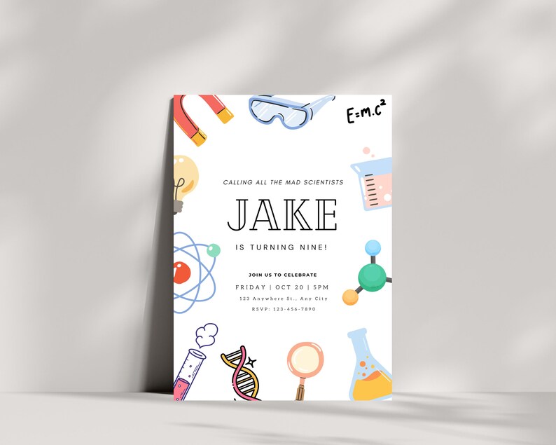 Editable Science Party Invitation, Mad Scientist Invitations, Mad ...
