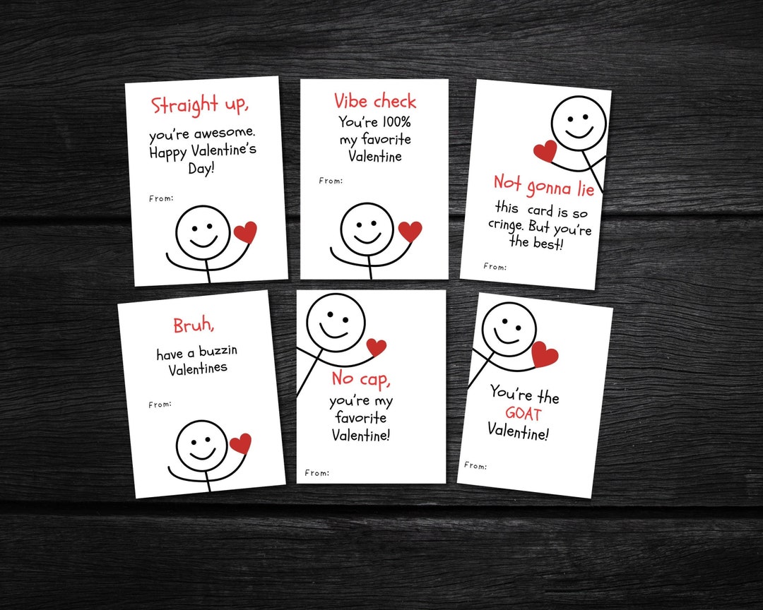 Slang Kids Valentine's Day Cards, Funny Printable Classroom Valentine ...