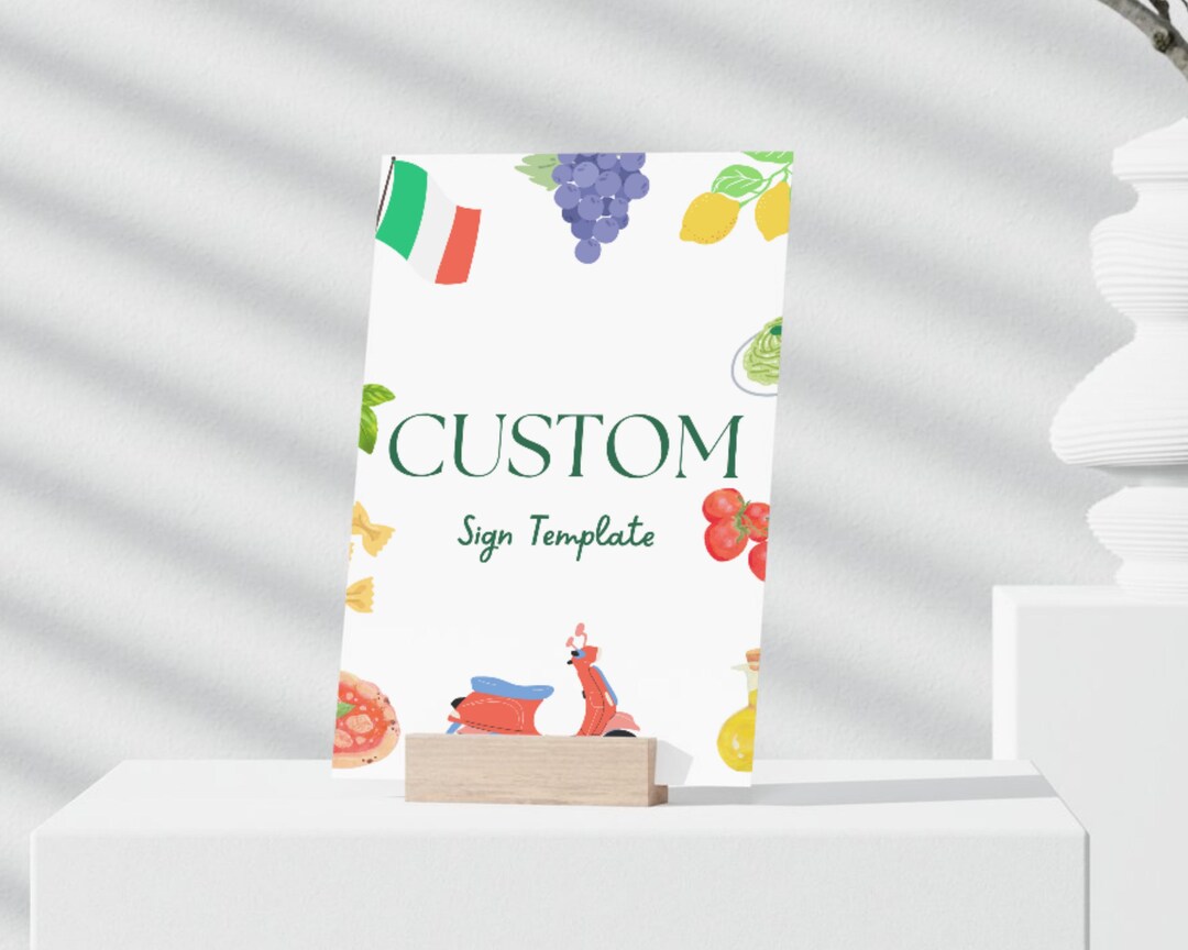Italian Party Sign Template, Italian Themed Birthday Party, Italy Theme ...