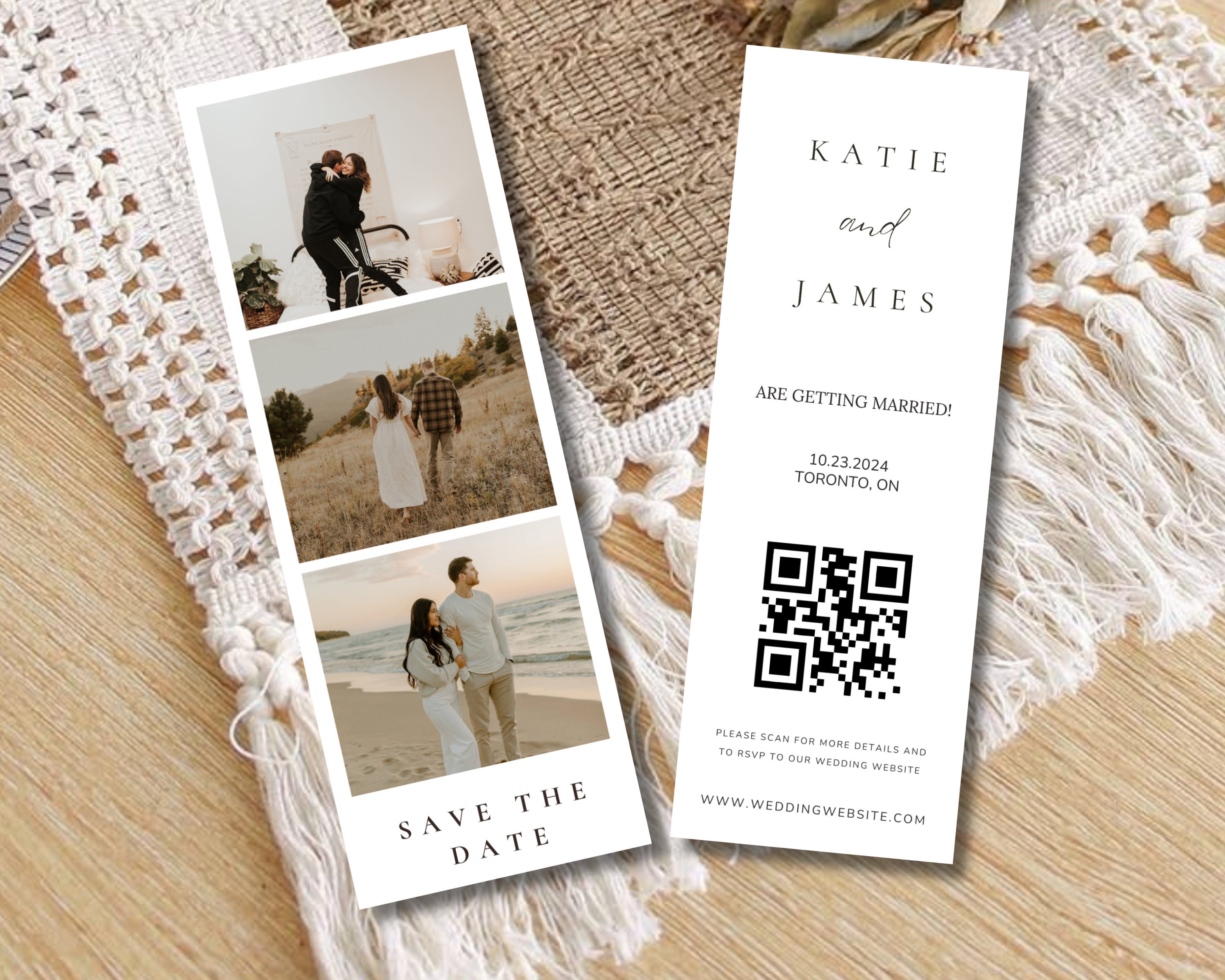 Save the Date Photo Booth Strip Template, Minimalist Wedding Photo ...