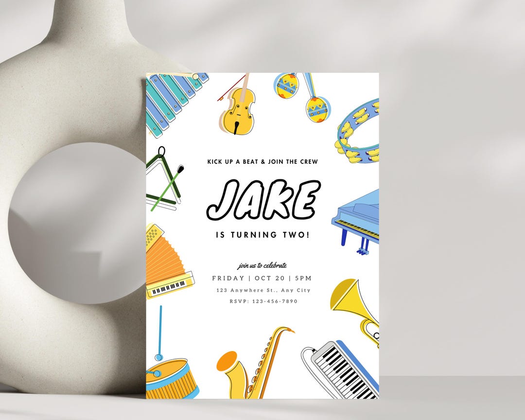Music Birthday Invitation, Musical Instruments Invitation, Music Party ...