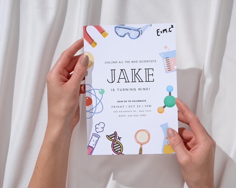 Editable Science Party Invitation, Mad Scientist Invitations, Mad ...