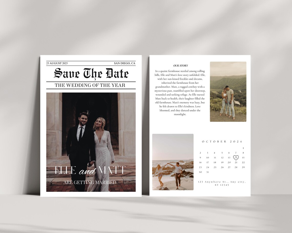 Save the Date Template Newspaper Design, Save the Date Printable, Photo ...